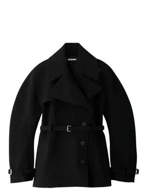 Jacquemus Belted Balloon-sleeve Coat - Black
