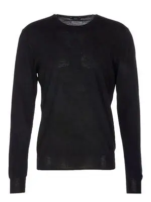 HOSIO Long-sleeve Crew-neck Sweater - Black