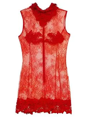 Blumarine Lace Mini Dress - Red