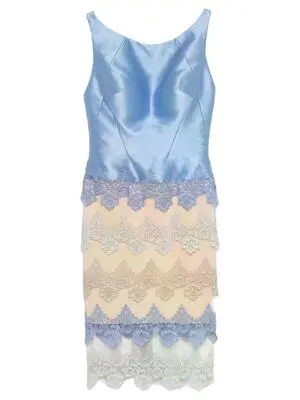 GEMY MAALOUF Lace-paneled Sleeveless Dress - Blue