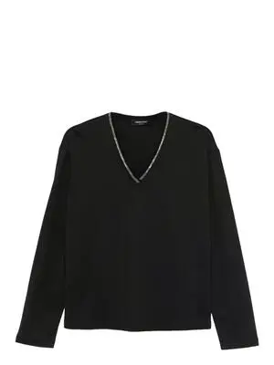 Fabiana Filippi Embellished-neckline T-shirt - Black