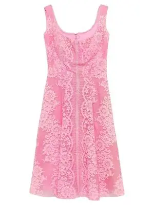 GEMY MAALOUF Floral-lace Scoop-neck Mini Dress - Pink