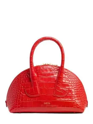Patou Le Bowling Crocodile-embossed Half-moon Bag - Red