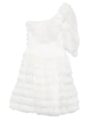GEMY MAALOUF Ruffled One-shoulder Dress - White