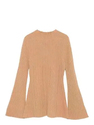 TWINSET Ribbed Bell-sleeve Sweater - Brown