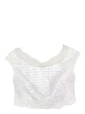 GEMY MAALOUF Lace-pattern Cropped Top - Silver