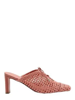 DANIELLA SHEVEL Bruna Raffia Mid-heel Sandal - Berry Petal
