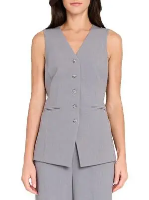 TAHARI ASL Button-up Vest - Heather Grey
