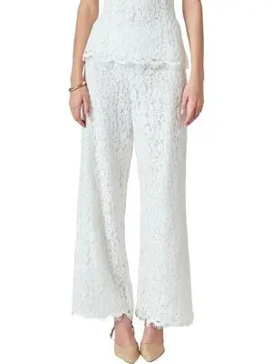 Endless Rose Floral Lace Wide Leg Pants - White