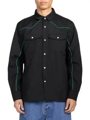 PLEASURES Nylon Wester Snap-up Shirt - Black