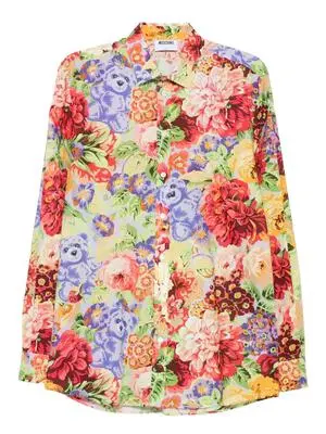 Moschino Floral-teddy Print Shirt - Blue