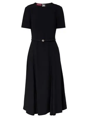 Gucci Double G Belted Midi Dress - Black