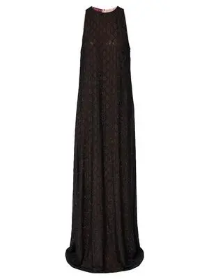 Gucci Gg Embellished Silk Gown - Black