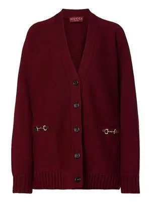 Gucci Horsebit Wool And Cashmere Cardigan - Burgundy