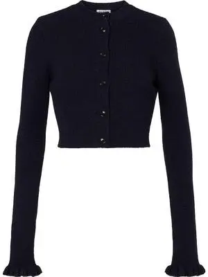 Alaïa Cropped Wool And Silk-blend Cardigan - Blue