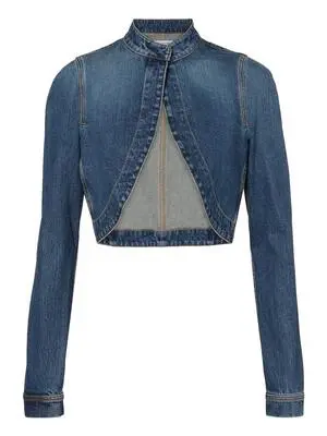 Alaïa Cropped Denim Jacket - Blue