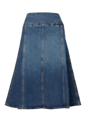 Alaïa Mid-rise Denim Midi Skirt - Blue