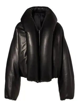 Alaïa Leather Bomber Jacket - Black