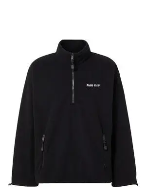 Miu Miu Fleece Half-zip Sweater - Black