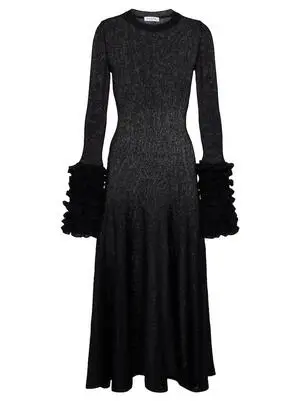 Alaïa Ruffled Mohair-blend Midi Dress - Black