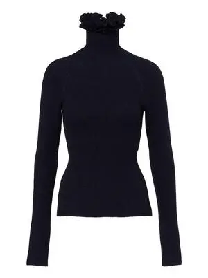 Alaïa Wool And Silk-blend Turtleneck Sweater - Blue