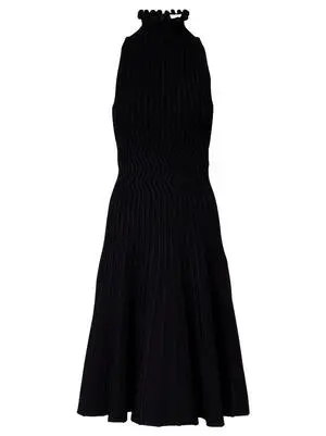 Alaïa Ribbed-knit Turtleneck Midi Dress - Black