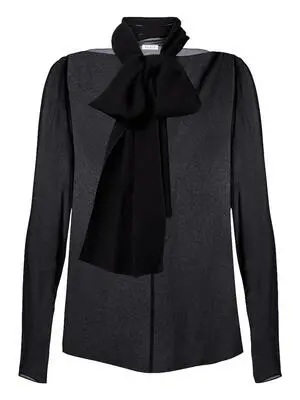Alaïa Sheer Tie-neck Blouse - Black
