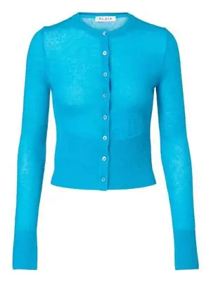 Alaïa Mohair And Wool-blend Cardigan - Blue