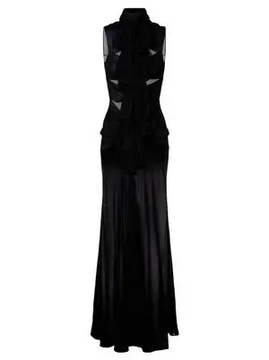 Alaïa Cutout Ruffled Jersey Gown - Black