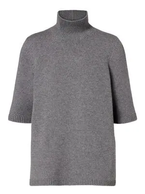 Alaïa Knitted Cashmere-blend Turtleneck Top - Grey
