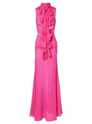 Alaïa Cutout Ruffled Jersey Gown - Pink