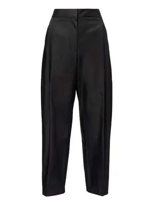 Alaïa Cropped High-rise Satin Tapered Pants - Black