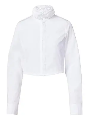 Alaïa Cropped Cotton Poplin Shirt - White