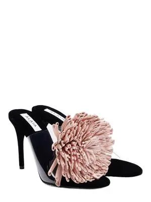 Alaïa Floral-appliqué Asymmetric Mules - Pink