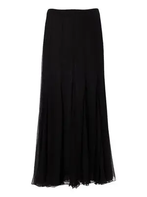 Chloé Pleated Silk Muslin Maxi Skirt - Black