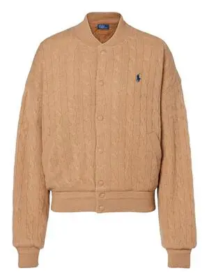 Polo Ralph Lauren Cable-knit Wool And Cashmere Bomber Jacket - Beige