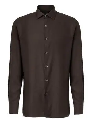 Zegna Cotton And Cashmere Shirt - Brown