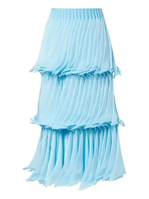 Alaïa Pleated Tiered Maxi Skirt - Blue