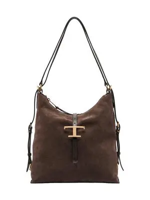 TOD'S T Timeless Small Suede Tote Bag - Brown