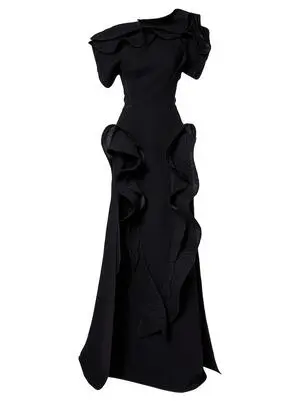 Maticevski Synergies Asymmetric Ruffled Gown - Black