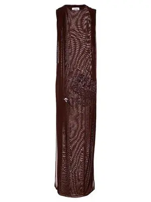 Jean Paul Gaultier Sequined Tulle Maxi Dress - Burgundy