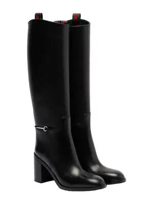 Gucci Horsebit Leather Knee-high Boots - Black