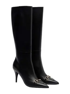 Gucci Erin Leather Knee-high Boots - Black