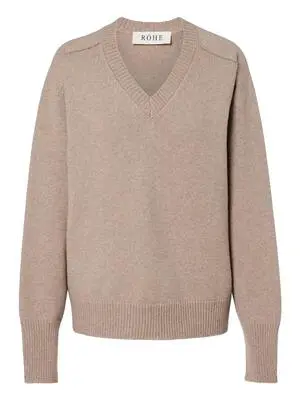 RÓHE Wool And Cashmere V-neck Sweater - Beige