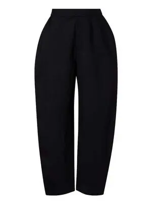 RÓHE High-rise Crêpe Barrel-leg Pants - Black