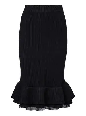 Nina Ricci Peplum Wool-blend Midi Skirt - Black
