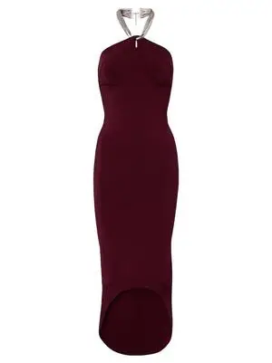 Galvan Halterneck Midi Dress - Burgundy