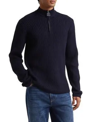 Dolce & Gabbana Virgin Wool Quarter-zip Sweater - B6712 Blu