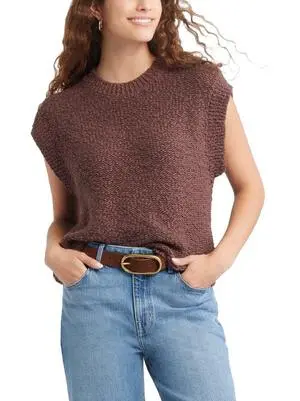 Treasure & Bond Slub Cotton Cap Sleeve Sweater Brown Malicacia