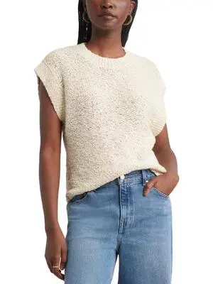 Treasure & Bond Slub Cotton Cap Sleeve Sweater - Ivory Dove
